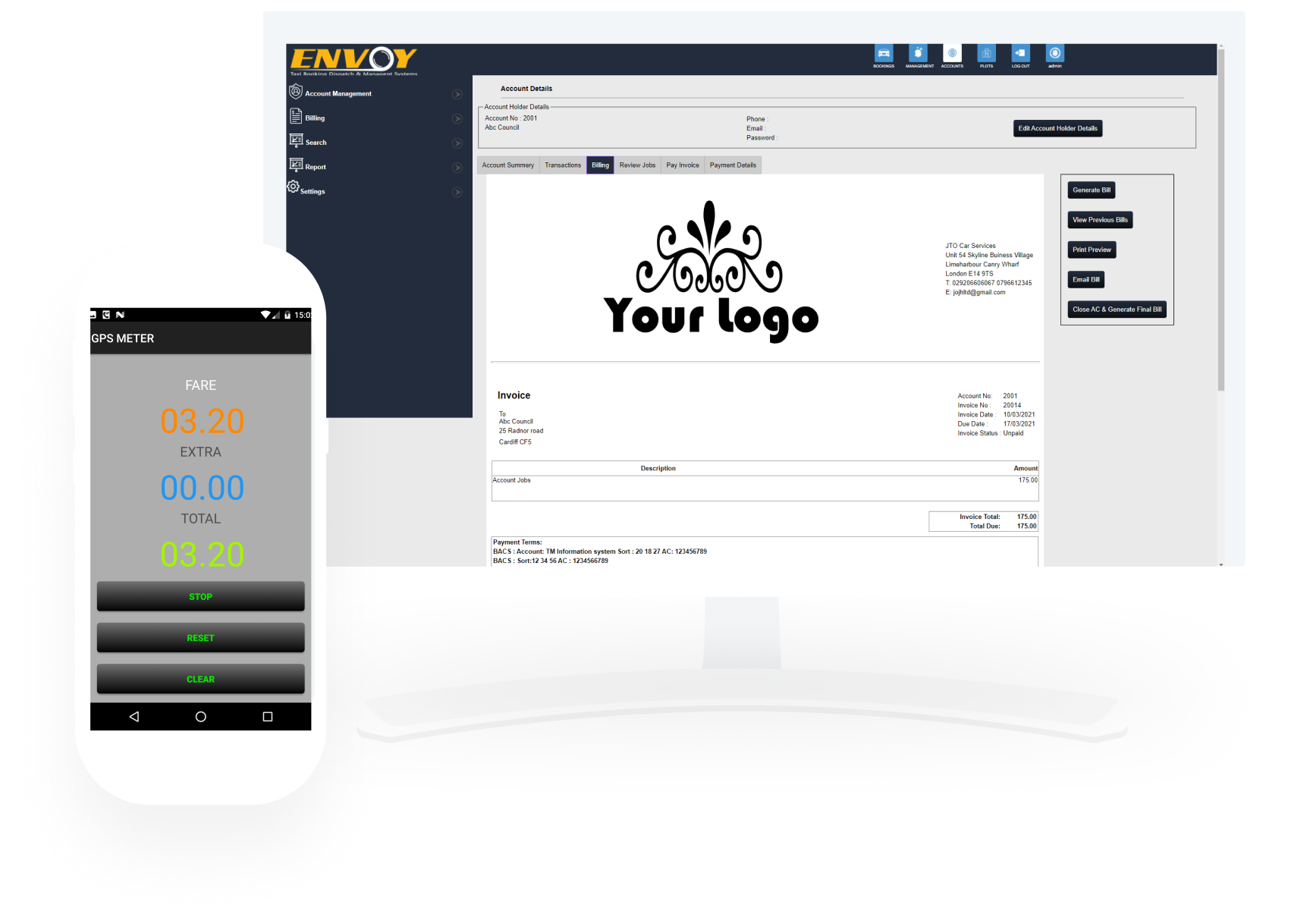 Envoy: Taxi Cab Booking Dispatch Management and Invoicing Software UK